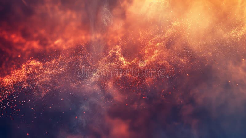 Fiery Nebula Abstract: Red and Gold Particle Cloud, Cosmic Dust, Space ...