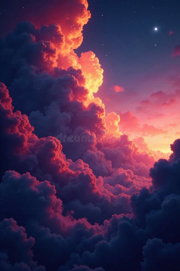 Fiery Nebula Clouds, Intense Colors, Dark Void Backdrop, Ultraviolet ...