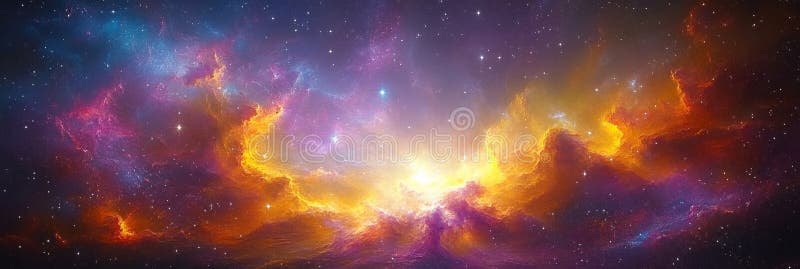 Fiery Nebula in Deep Space, Cosmic Clouds of Gas and Dust, Abstract ...