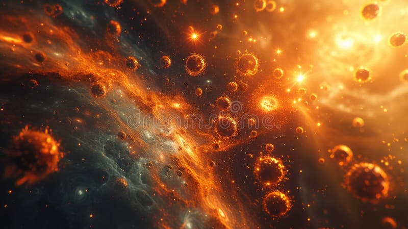 Fiery Nebula Microcosm stock illustration. Illustration of biology ...