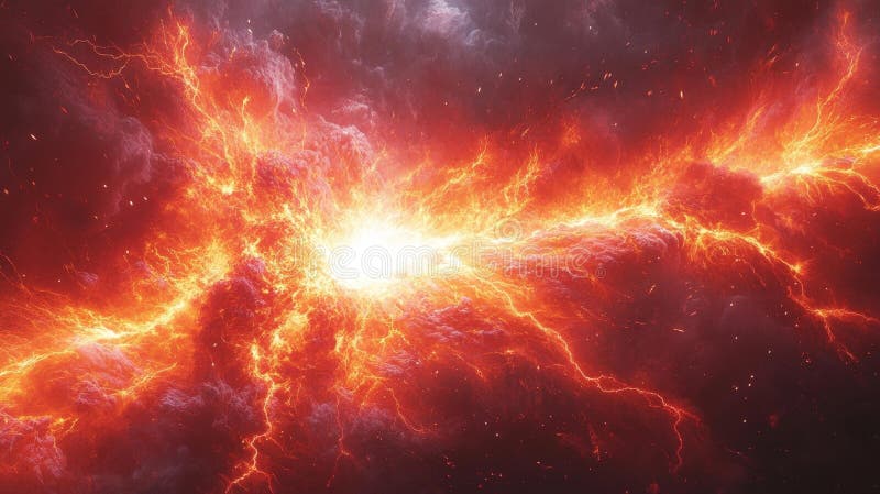 Fiery Nebula in Outer Space Radiating Intense Energy Stock Illustration ...
