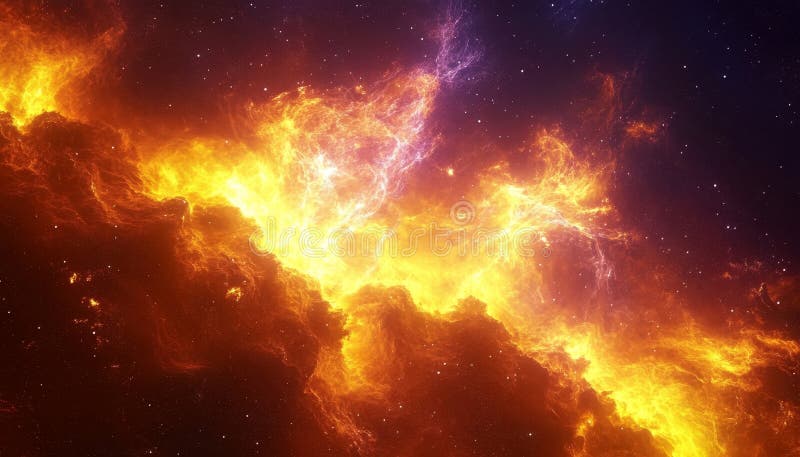 Fiery Nebula and Stars in Vibrant Deep Space Scene in Astronomy or ...