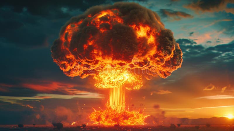 Dramatic Nuclear Explosion with Mushroom Cloud Stock Illustration ...