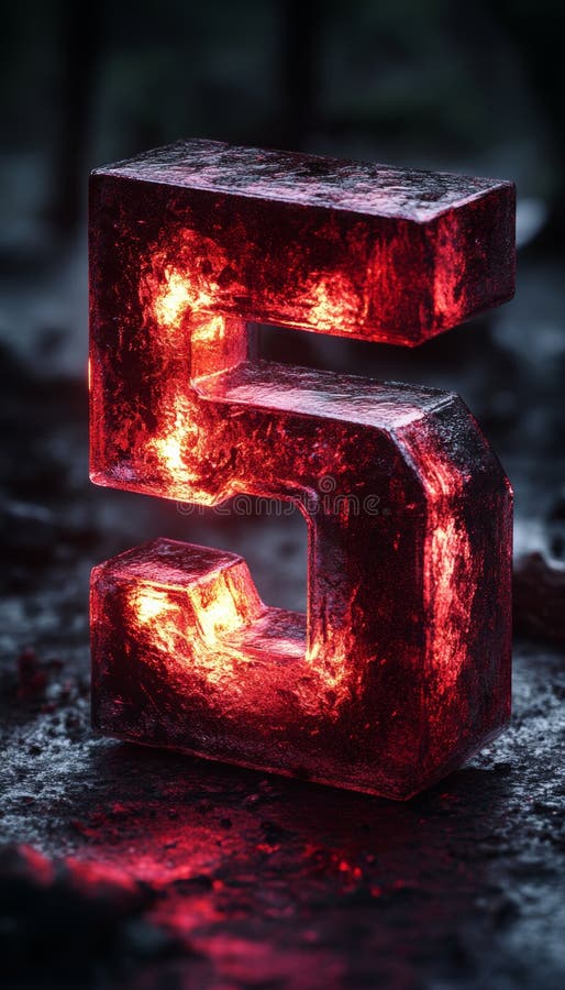 Fiery Number Five Blazing Numerical Digit 5 on Dark, Textured ...