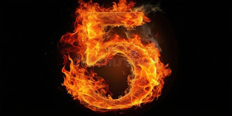 Fiery Number Five a Dramatic, Intense, and Hot Embodiment of the Digit ...