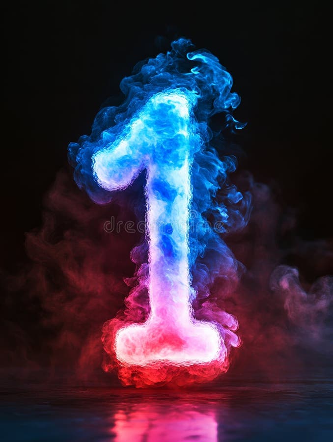 Fiery Number One, Smoke Background, Abstract Design Serves As the ...