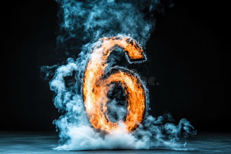 Fiery Number Six Smoke Dark Background Stock Photos - Free & Royalty ...