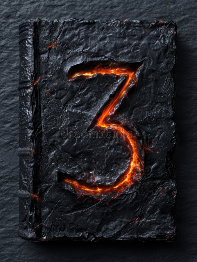 Fiery Number Three on Black Background Stock Illustration ...