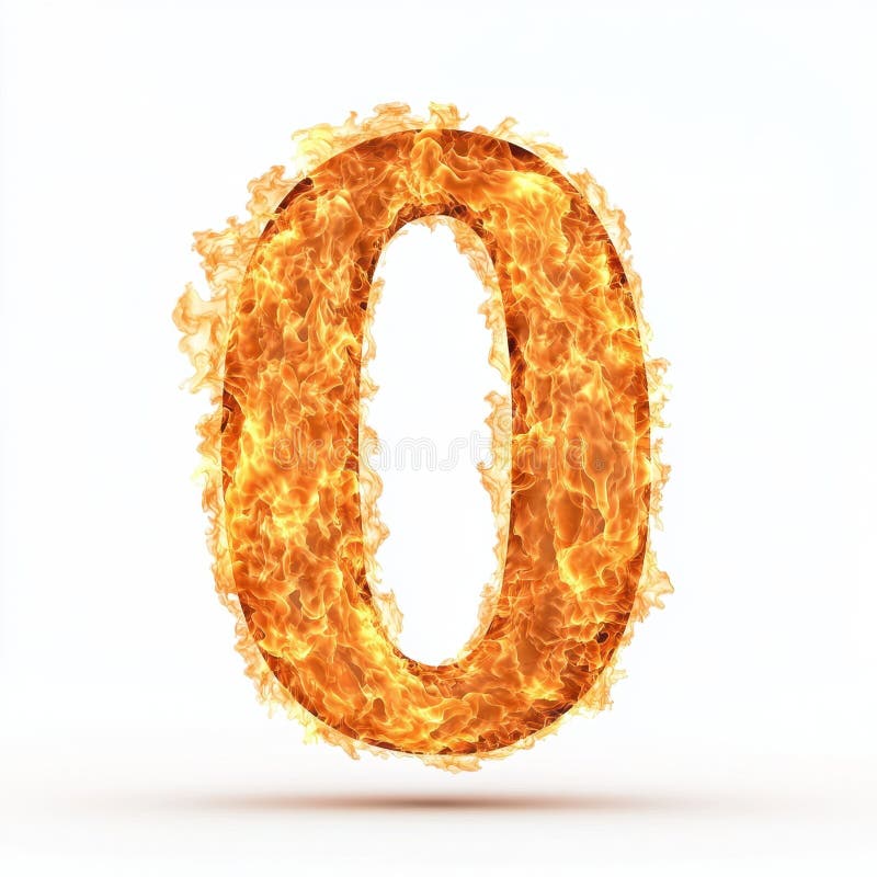A Fiery Number Zero, Designed with Flames, Symbolizes Intensity and ...
