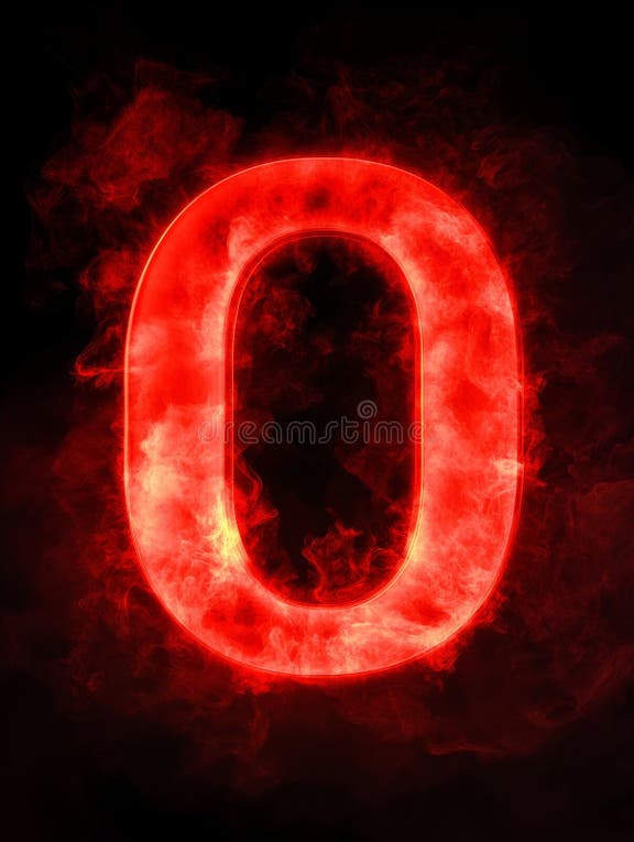 Fiery Number Zero and Smoke are Set Against a Dark Background As a ...