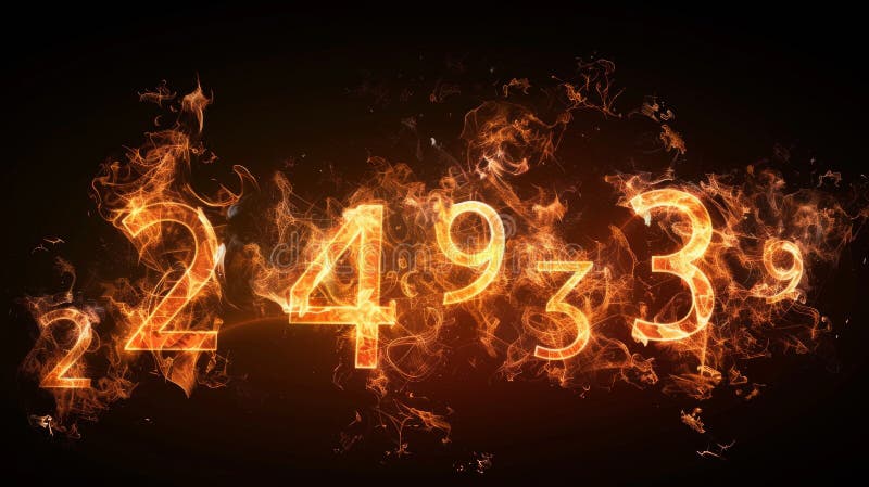 Fiery Numerals Emerging from Darkness Stock Photo - Image of abstract ...