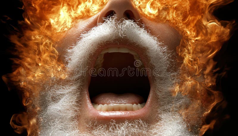 Fiery Open Mouth with Teeth and Fur Stock Illustration - Illustration ...