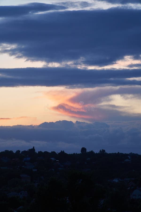 Fiery Orange and Blue Sunset Sky. Beautiful Sky. Background Nature ...