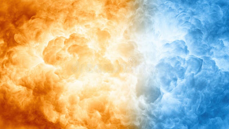 Fiery Orange and Cool Blue Clouds Collide in a Dramatic Visual Contrast ...