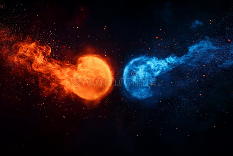 Fiery Orange and Cool Blue Elements Collide in Dramatic Cosmic Dance ...
