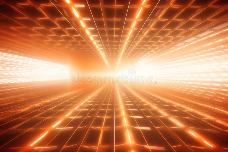 Fiery Orange Digital Speed Tunnel Vision. Generative AI Stock ...