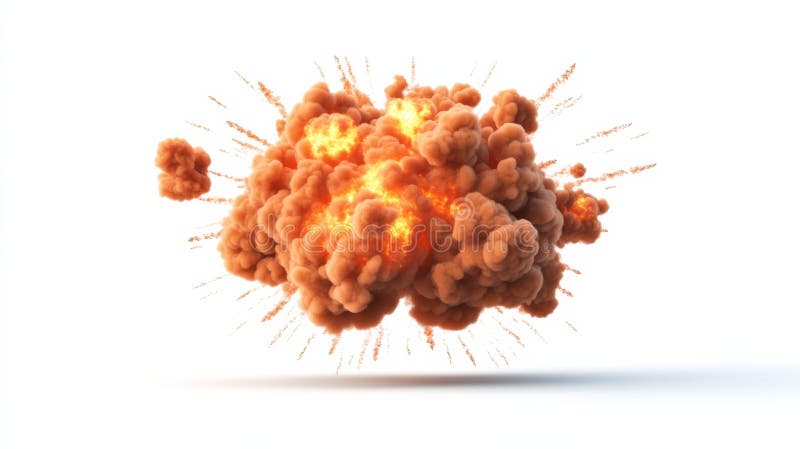 Fiery Orange Explosion Cloud Isolated on White Background, Explosion ...