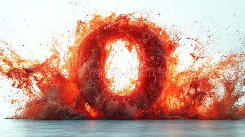 Fiery Orange Explosion Forming a Zero, Dynamic Energy and Creativity ...