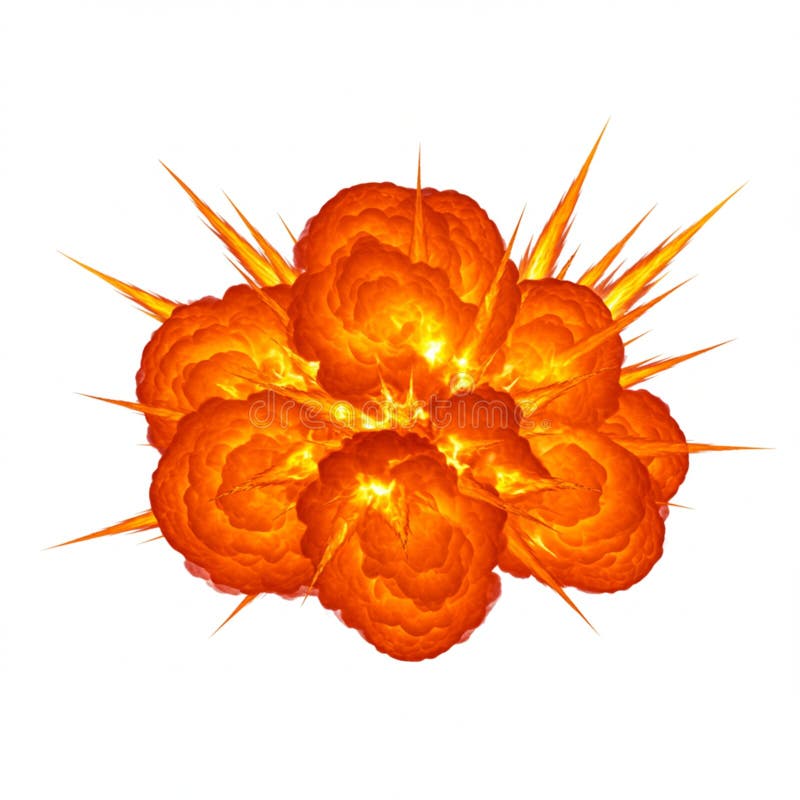 Fiery Orange Explosion Isolated on White Background Powerful Blast ...