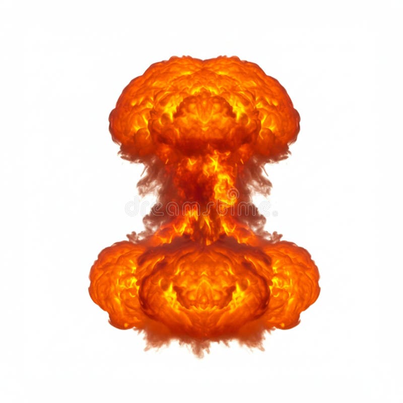 Fiery Orange Explosion Isolated on White Background Powerful Blast ...