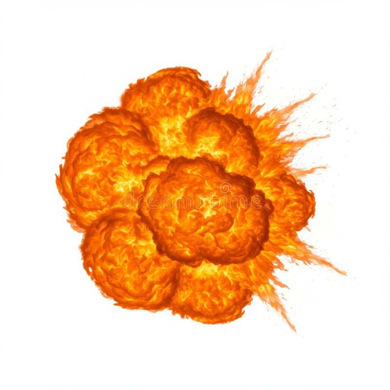 Fiery Orange Explosion Isolated on White Background Powerful Energy ...