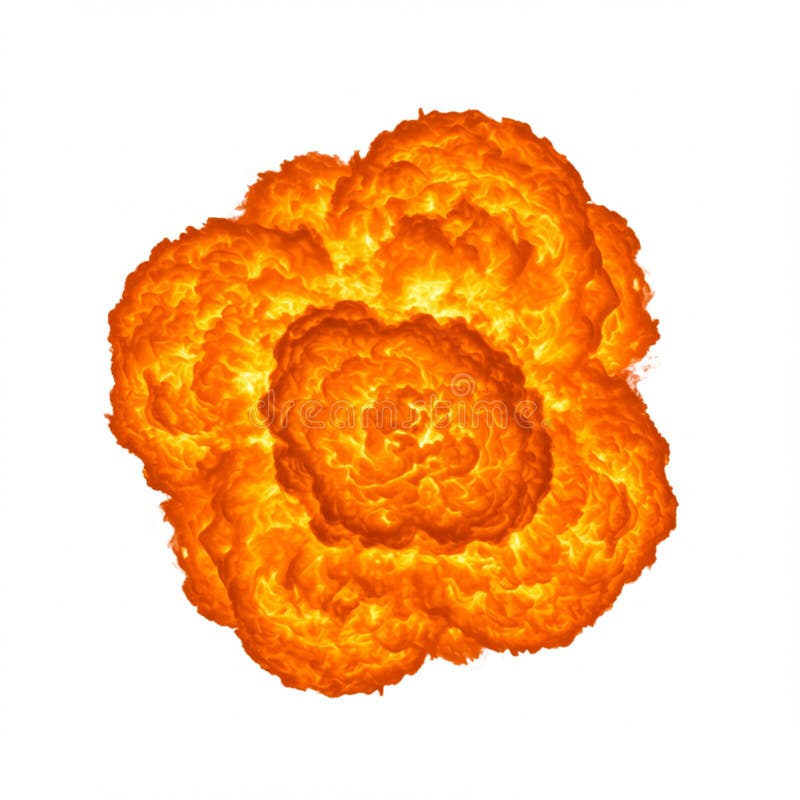 Fiery Orange Explosion Isolated White Background Powerful Energy Blast ...