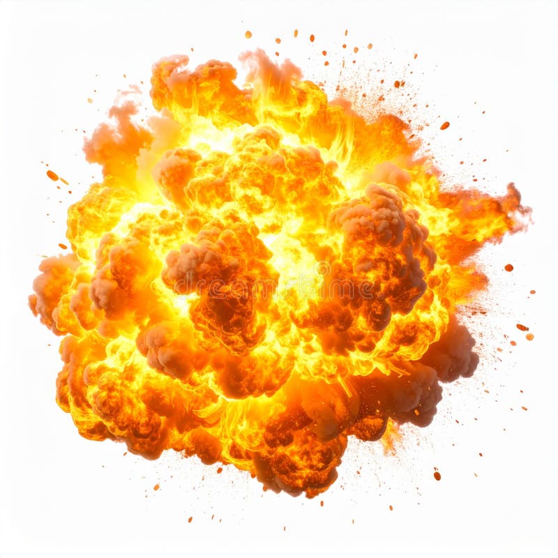 Fiery Orange Explosion with White Background Stock Illustration ...