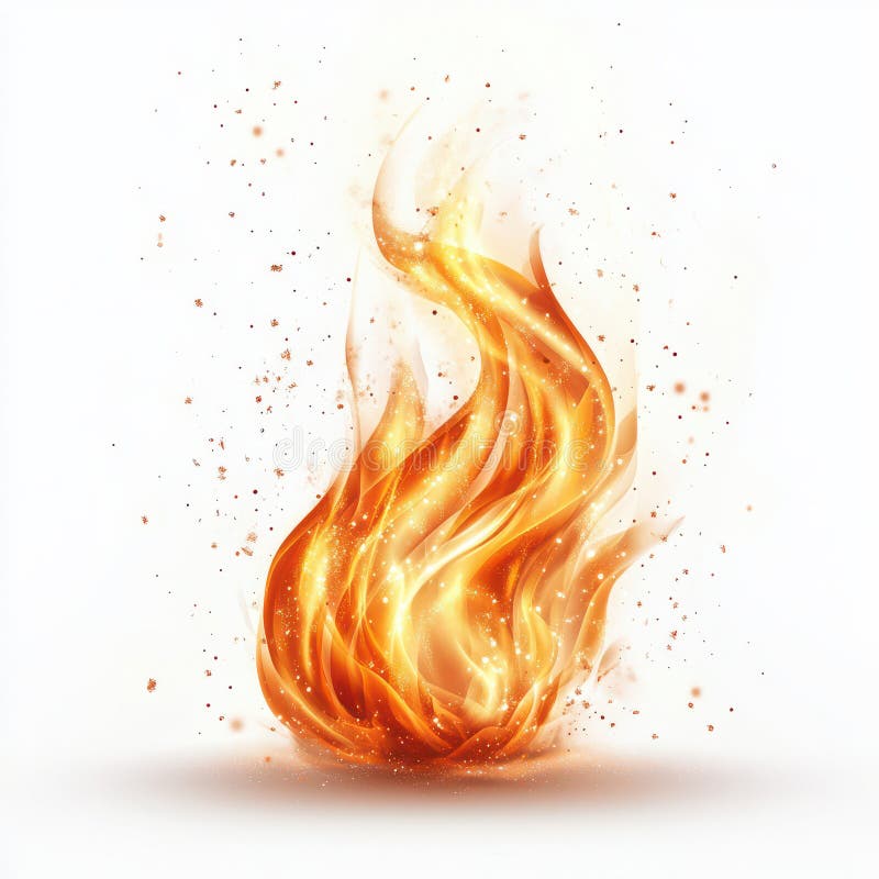 Fiery Orange Flame Sparkles Glitter White Background Stock Illustration - Illustration of ...