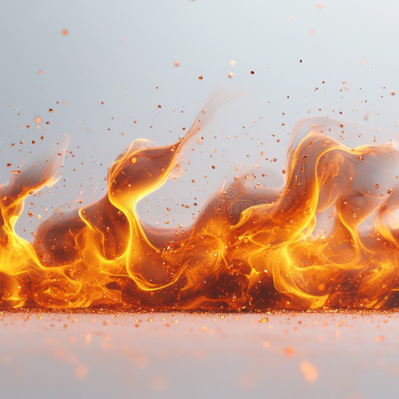 Fiery Orange Flames Ablaze with Golden Sparkles Stock Illustration ...