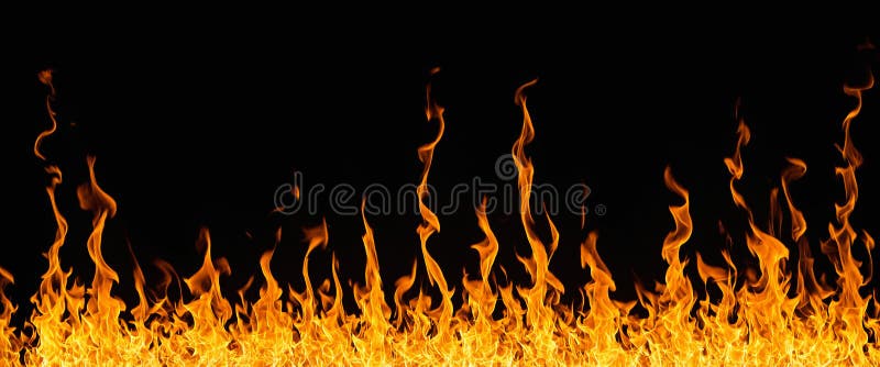 Fiery Orange Flames on Black Background for Dramatic Effect Stock ...
