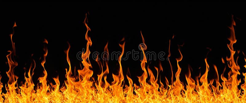Fiery Orange Flames on Black Background for Dramatic Effect Stock ...