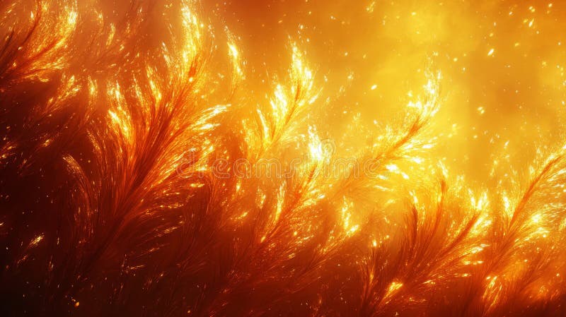 Fiery Orange and Gold Abstract Floral Background Stock Illustration ...