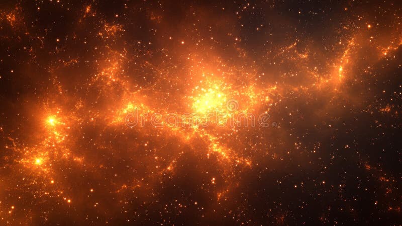 Fiery Orange Nebula in Dark Space Stock Illustration - Illustration of ...