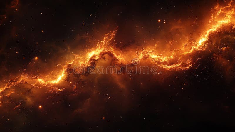 Fiery Orange Nebula in Dark Space Stock Illustration - Illustration of ...