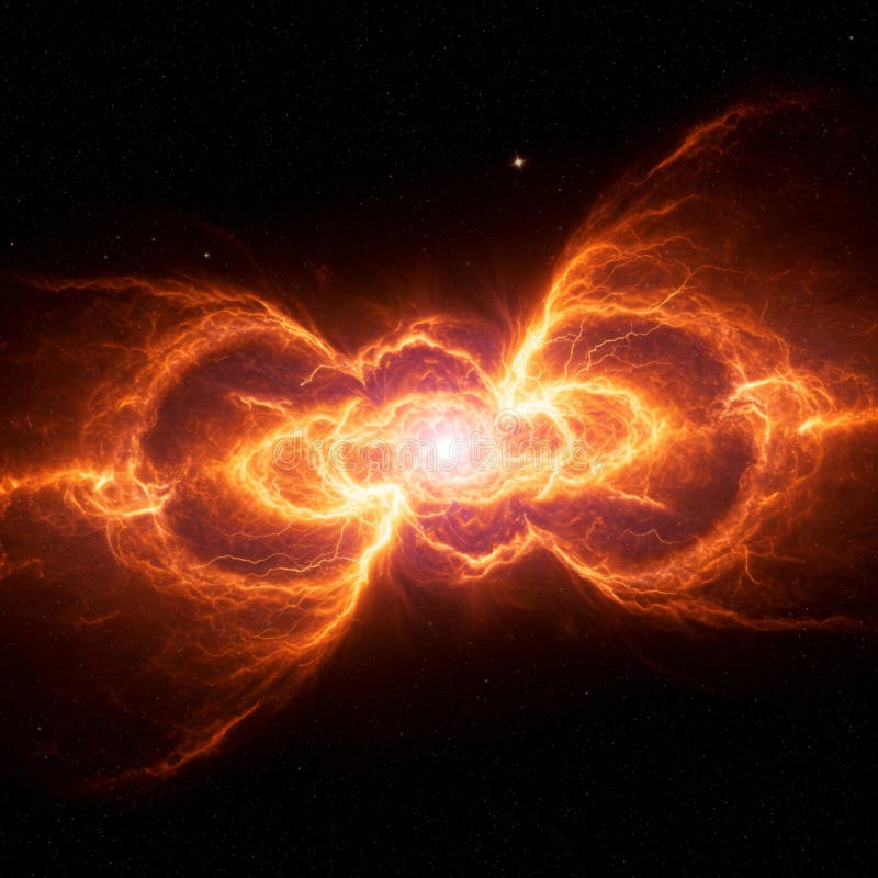 Fiery Orange Nebula in Dark Space Stock Illustration - Illustration of ...