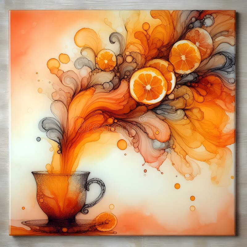 Fiery Orange Paint Pour with Dynamic Energy Effects Stock Illustration ...
