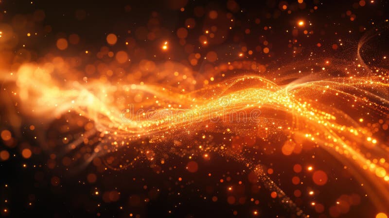 Fiery Orange Particles Stream through a Black Background AIG535 Stock ...