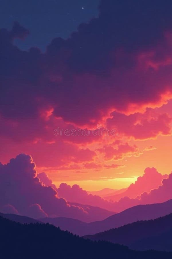 Fiery Orange and Purple Stratus Clouds Dominate a Deep Twilight Sky ...