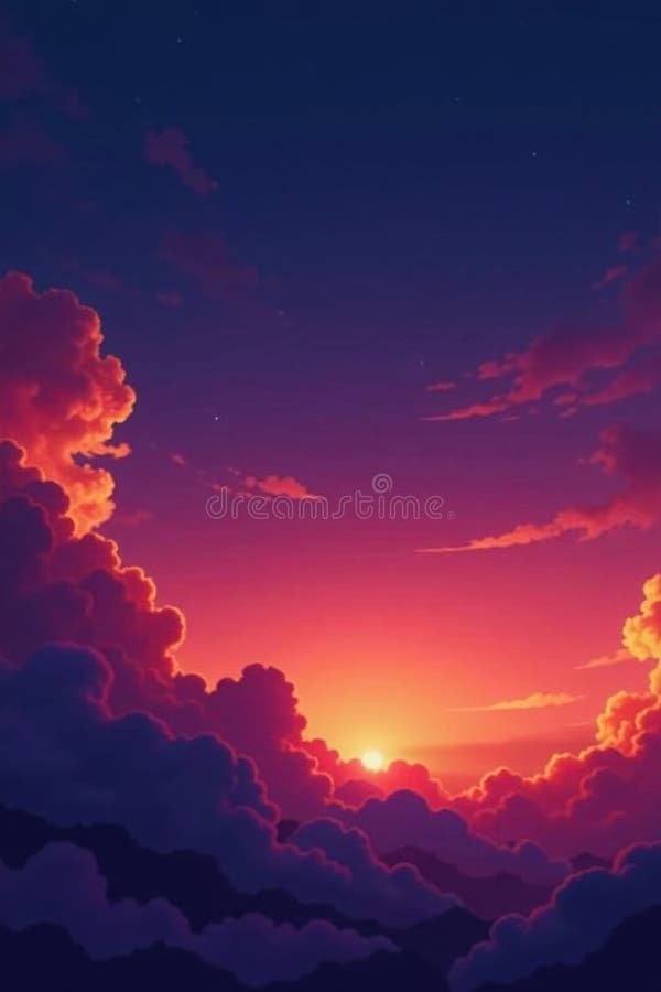 Fiery Orange and Purple Stratus Clouds Dominate a Deep Twilight Sky ...