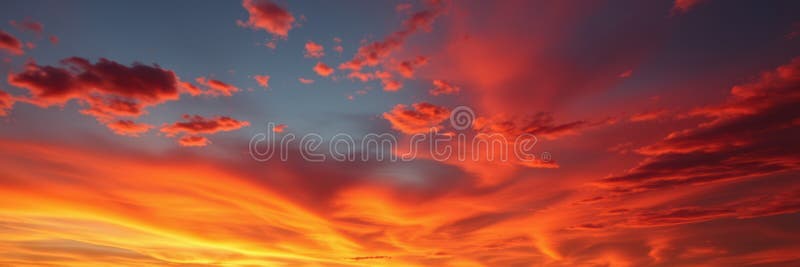 Fiery Orange and Red Clouds Fill the Evening Sky during a Spectacular ...