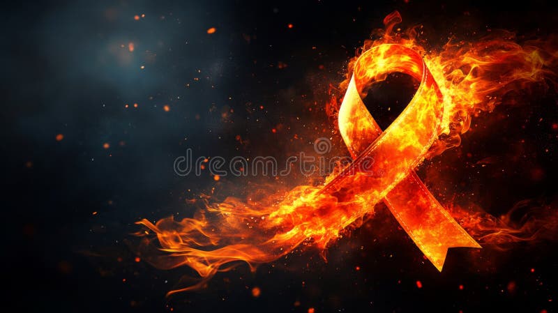 Fiery Orange Ribbon Burning in Dark Background Stock Illustration ...