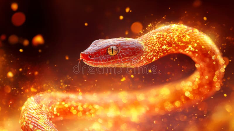 Fiery Orange Snake Glowing in Embers Stock Illustration - Illustration ...