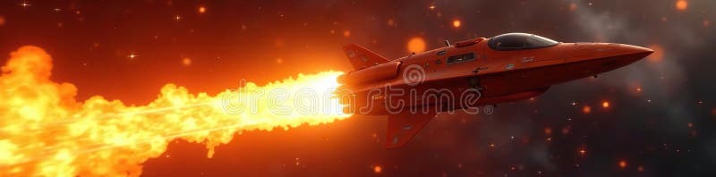 Fiery Orange Spacecraft Leaving a Trail of Flames Behind Orange ...