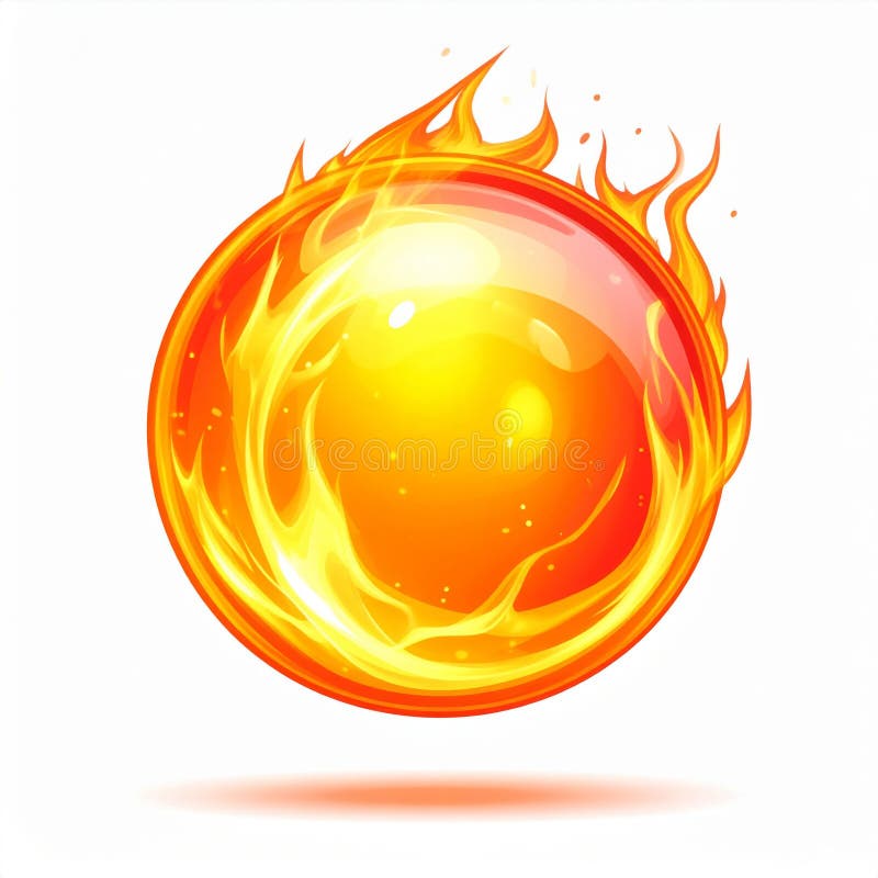 Fiery Orange Sphere Enveloped in Bright Flames Stock Illustration ...