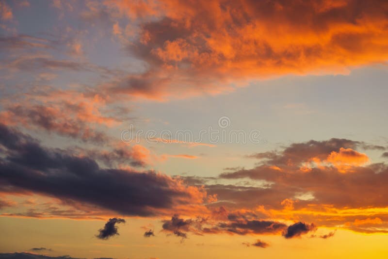 Fiery Orange Sunset Sky As Background. Beautiful Colors Stock Photo ...