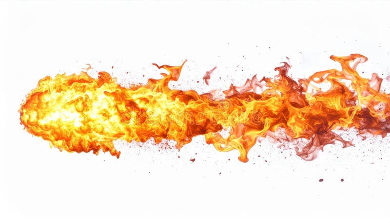 Fiery Orange and Yellow Fire Stream on White Background Stock ...