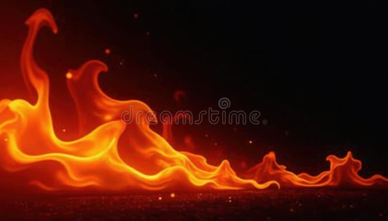 Fiery Orange and Yellow Flames Against a Black Background, Abstract ...