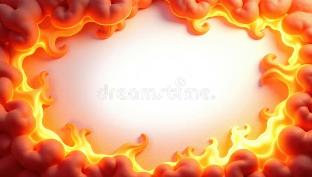 Fiery Orange and Yellow Flames Frame, Isolated on White , Hot Flames, Isolated Frame, Fire ...