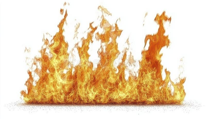 Fiery Orange and Yellow Flames on White Background Stock Illustration ...