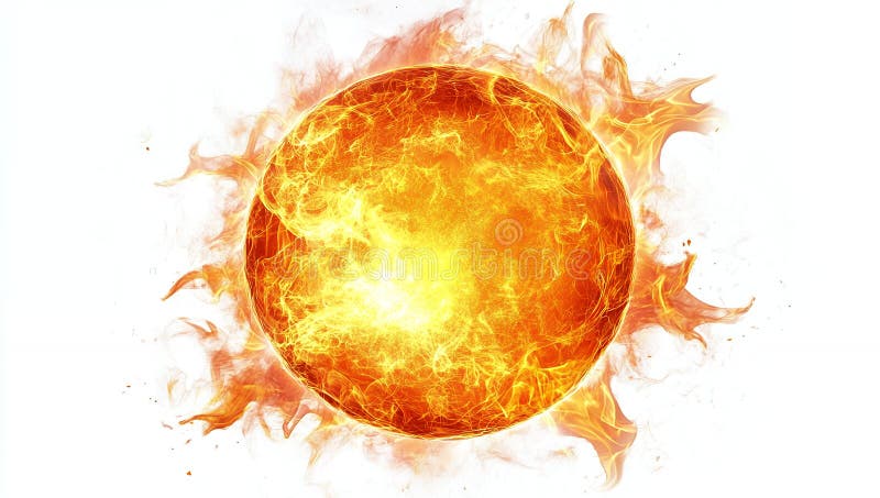 Fiery Orb of Burning Energy Abstract Sun Image Hot Solar Fireball Stock ...
